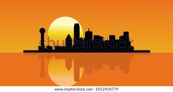 Sunset City Skyline Building Vector Illustration Stock Vector (Royalty ...