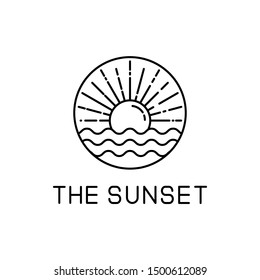 Sunset Design Line Art Isolated White: เวกเตอร์สต็อก (ปลอดค่าลิขสิทธิ์ ...