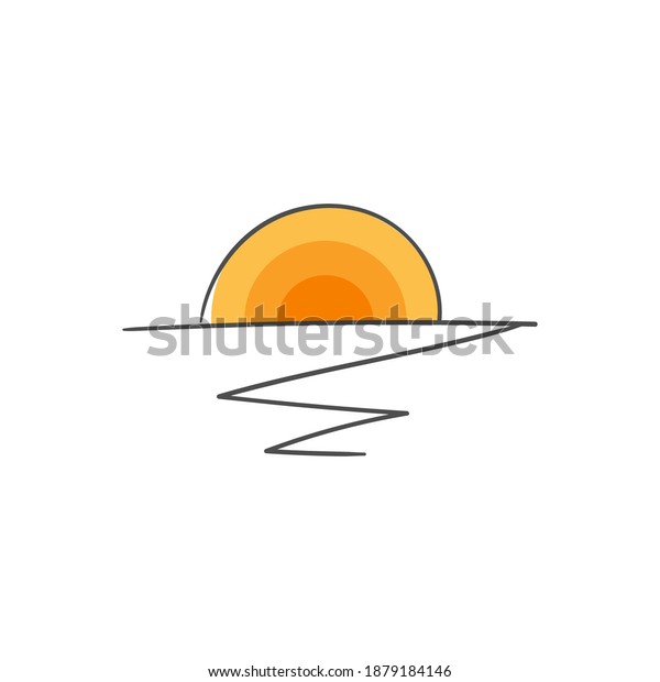 Sunset Doodle Icon Hand Drawn Sunset Stock Vector (Royalty Free ...