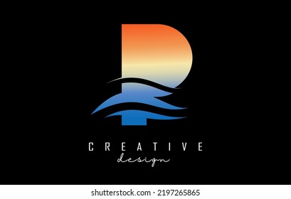 Sunset Effect Letter P Logo Waves Stock Vector (Royalty Free ...