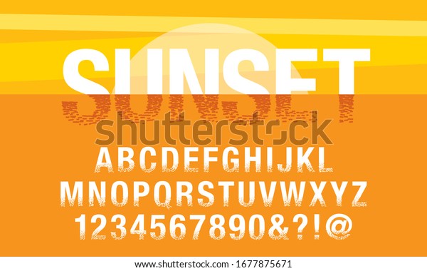 Sunset Font Alphabet Vector Set Typography: เวกเตอร์สต็อก (ปลอดค่า ...