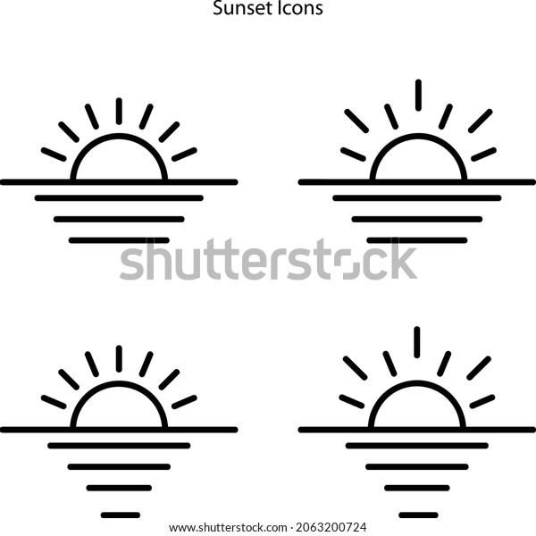 Sunset Icons Isolated On White Background Stock Vector (Royalty Free ...