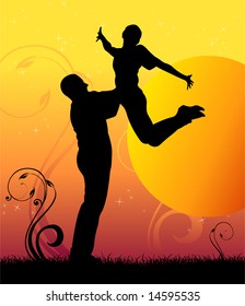 Sunset Jump Couple Silhouette Vector Stock Vector (Royalty Free ...