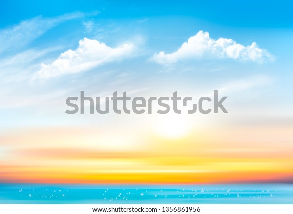 Sunset Sky Background Transparent Clouds Sea Stock Vector (Royalty Free ...