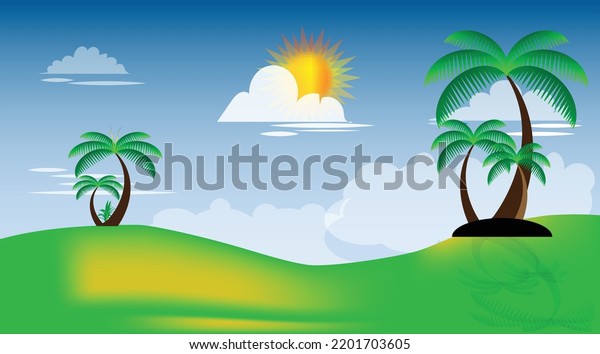 Sunset Sunrise Vector Landscape Nature Landscape Stock Vector (Royalty ...