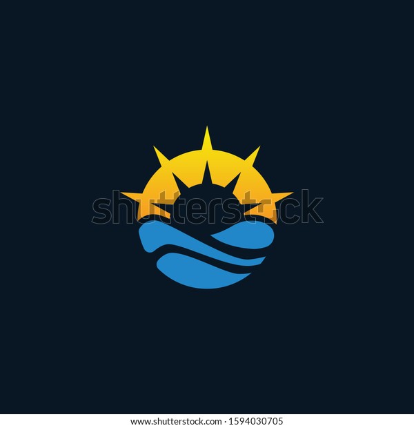 Sunset Sunrise Water Sun Logo Design Stock Vector (Royalty Free ...