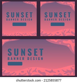 Sunset Theme Color Banner Background Design Stock Vector (Royalty Free ...