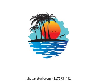 Sunset Vector Art Illustration Logo Stock Vector (Royalty Free) 1173934435