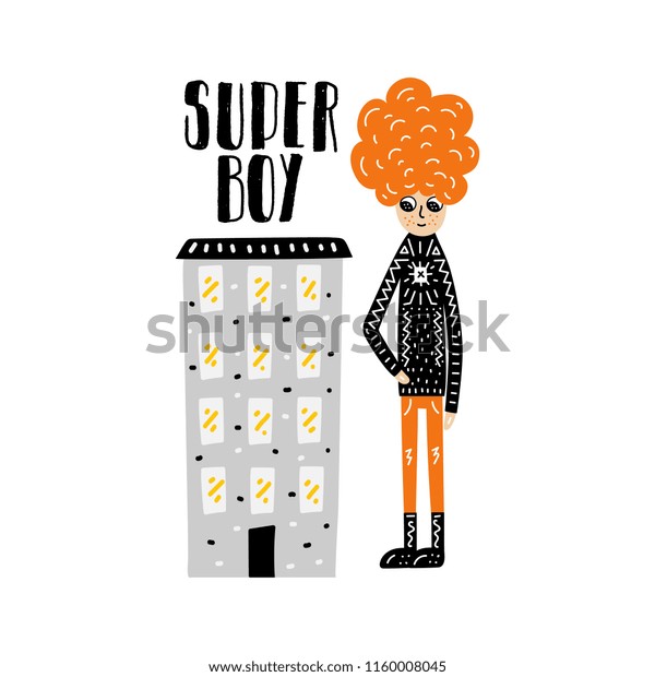 Super Boy Cute Vector Illustration Lettering Stock Vector (Royalty Free ...