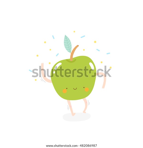 Super Cute Illustration Dancing Apple Funny Stock Vector (Royalty Free ...