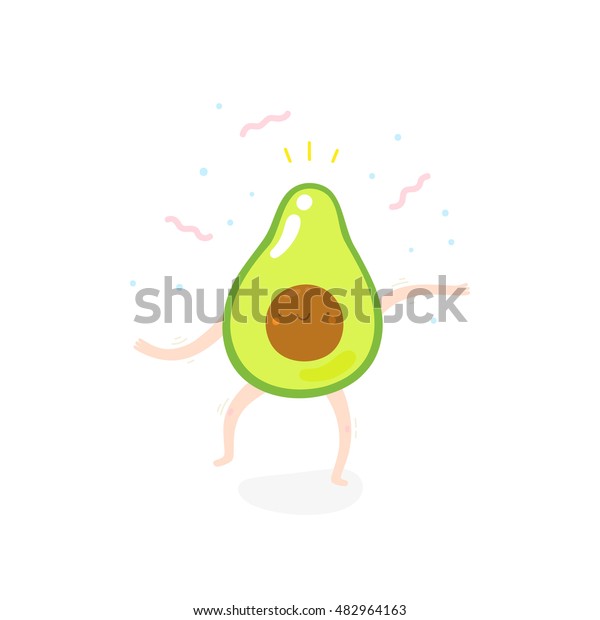 Super Cute Illustration Dancing Avocado Funny Stock Vector (Royalty ...