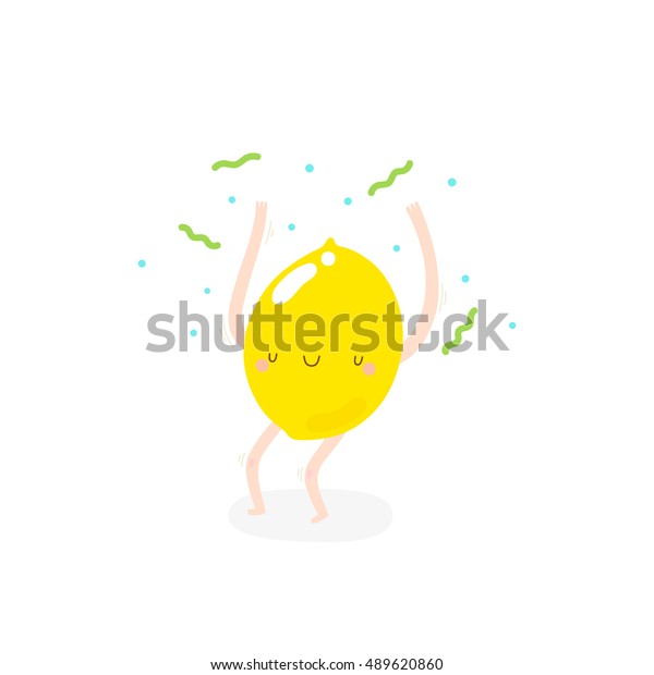 Super Cute Illustration Dancing Lemon Funny Stock Vector (Royalty Free ...
