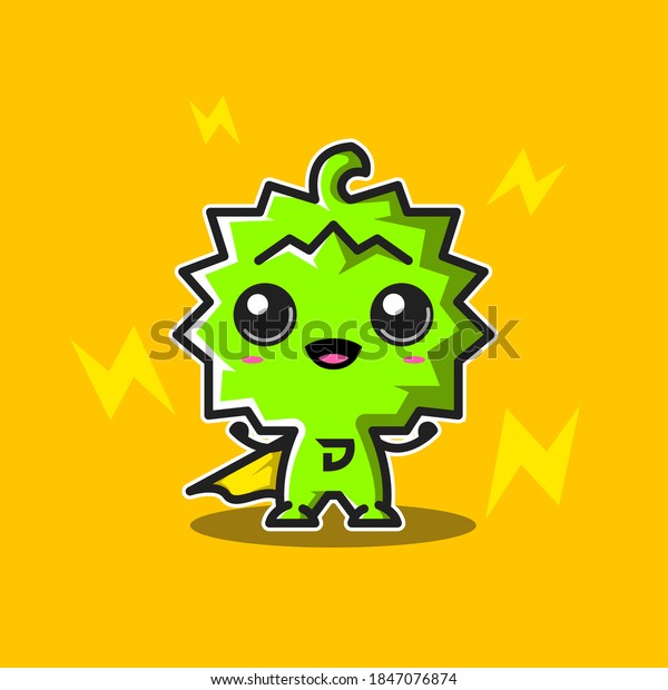 Super Durian Cute Character Design Stock Vector (Royalty Free ...