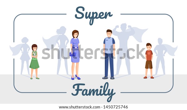 Super Family Vector Banner Template Smiling Stock Vector (Royalty Free ...