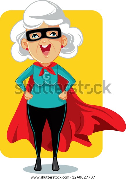 Super Granny Cartoon Vector Illustrationstrong Elderly Stock Vector ...
