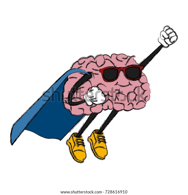 Super Hero Brain Cartoon เวกเตอร์สต็อก (ปลอดค่าลิขสิทธิ์) 728616910