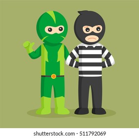 Super Hero Catching Thief Stock Illustration 511844032 | Shutterstock