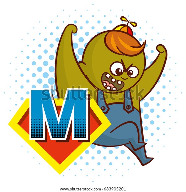 Super hero character Letter M Superhero Vector Alphabet