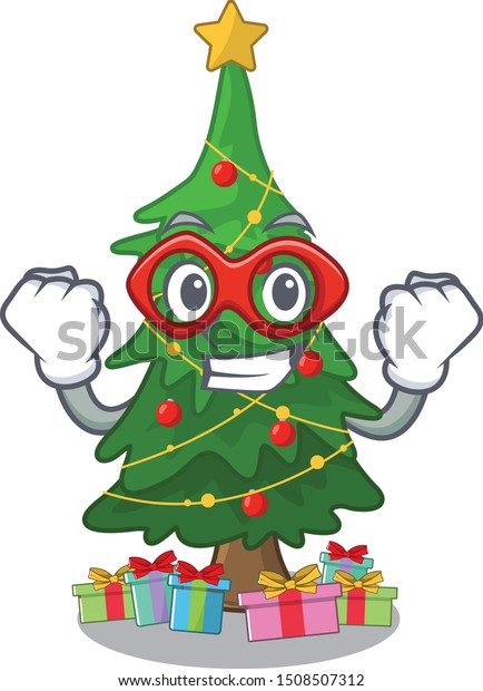 Super Hero Christmas Tree Isolated Mascot Stock Vector (Royalty Free ...