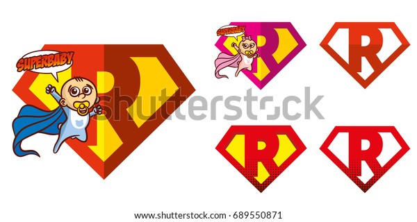 Logotipo super héroe letra R Vector alfabeto superhéroe