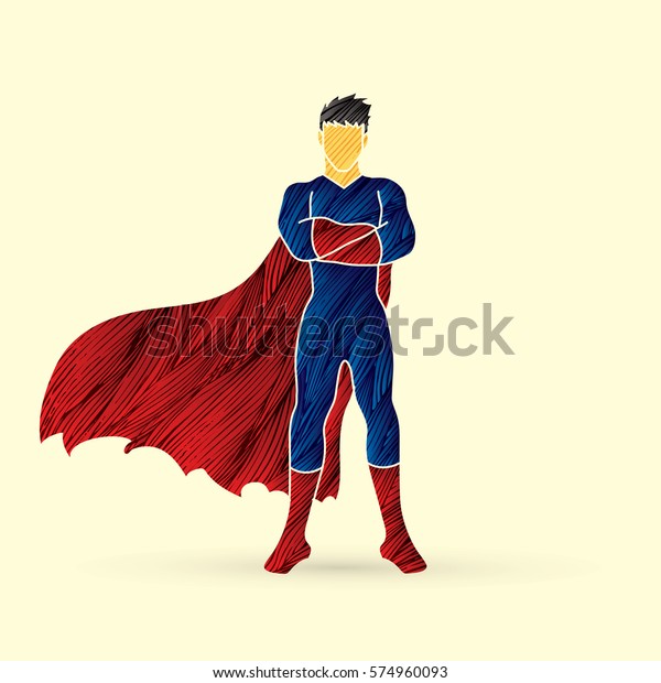 Super Hero Man Standing Arms Across Stock Vector (Royalty Free) 574960093