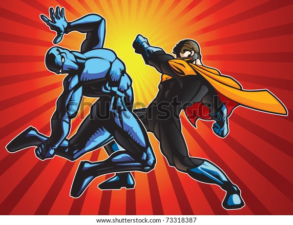Super Hero Ninja Doing Battle Stock Vector (Royalty Free) 73318387