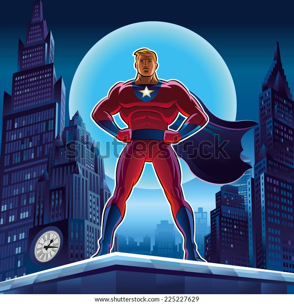 Stock vektor „Super hrdina. Vektorová ilustrace na pozadí“ (bez ...