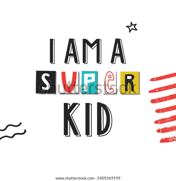 Super Kid Cute Fun Kids Lettering Stock Vector (Royalty Free) 1409269199