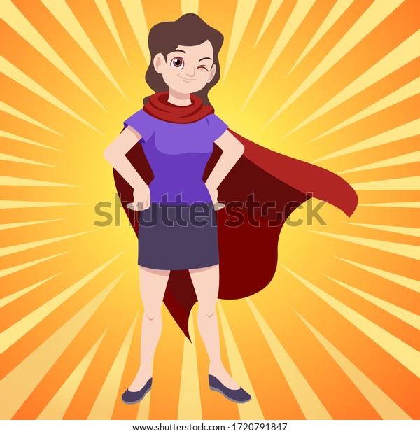 Super Mom Cartoon Character Standing Proundly Stock Vector (Royalty ...