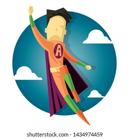 Super Power Man Flat Cartoon Vector Stock Vector (Royalty Free) 1434974459