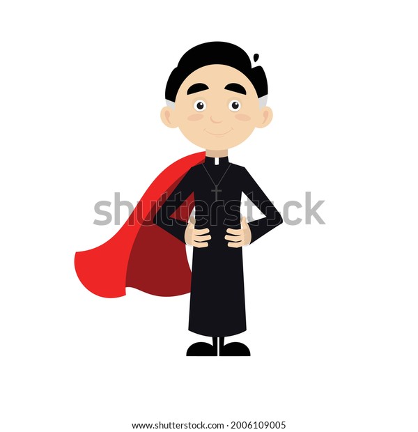 Super Priest Flat Cartoon Superhero Stock Vector (Royalty Free ...