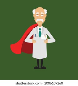 Super Scientist Flat Cartoon Superhero Stock Vector (Royalty Free ...