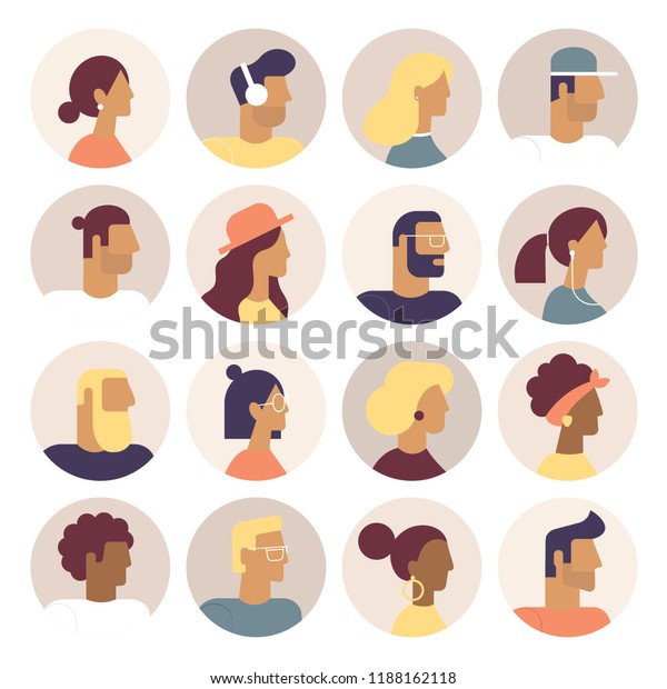 Super Set Profile Photos Flat Design Stock Vector (Royalty Free) 1188162118