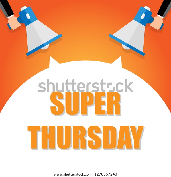 Super Thursday Announcement Hand Holding Megaphone Stock Vector ...