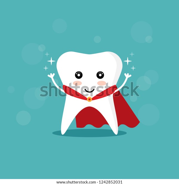 Super Tooth Hero Red Cape Concept Stock Vector (Royalty Free) 1242852031
