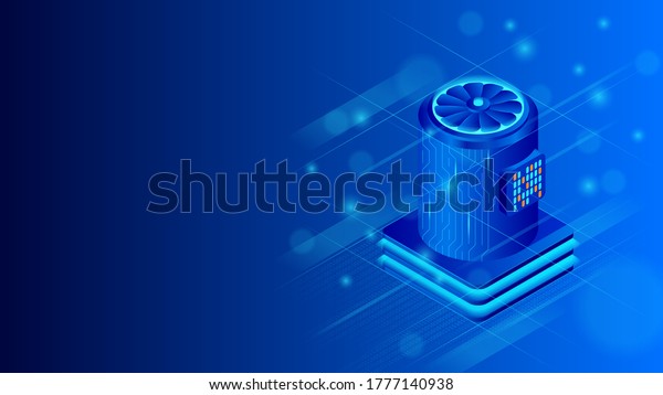 Supercomputer Isometric Vector Illustration Big Data Stock Vector ...