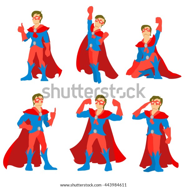 Superhero Action Different Posesvector Illustration Flat Stock Vector ...