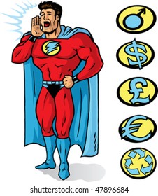 Vektor Stok Superhero Announcing Yelling Something (Tanpa Royalti ...