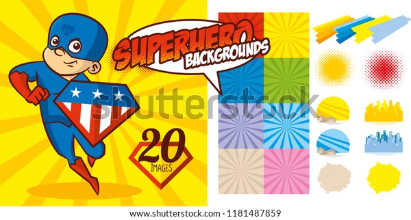 Superhero Background Set Super Hero Character Stock Vector (Royalty ...
