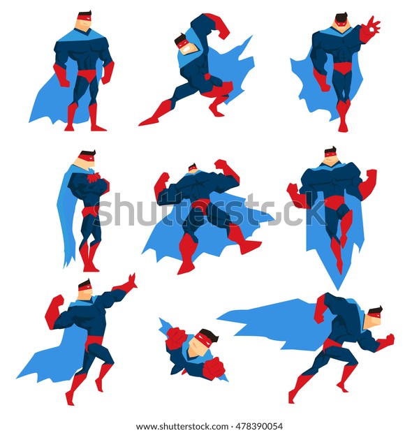 Superhero Blue Cape Different Comics Classic Stock Vector (Royalty Free ...