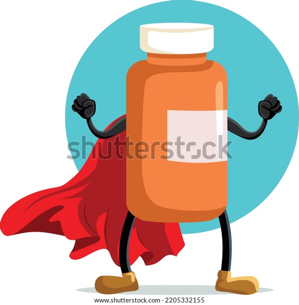 Superhero Bottle Pills Vector Cartoon Character Stock Vector (Royalty ...