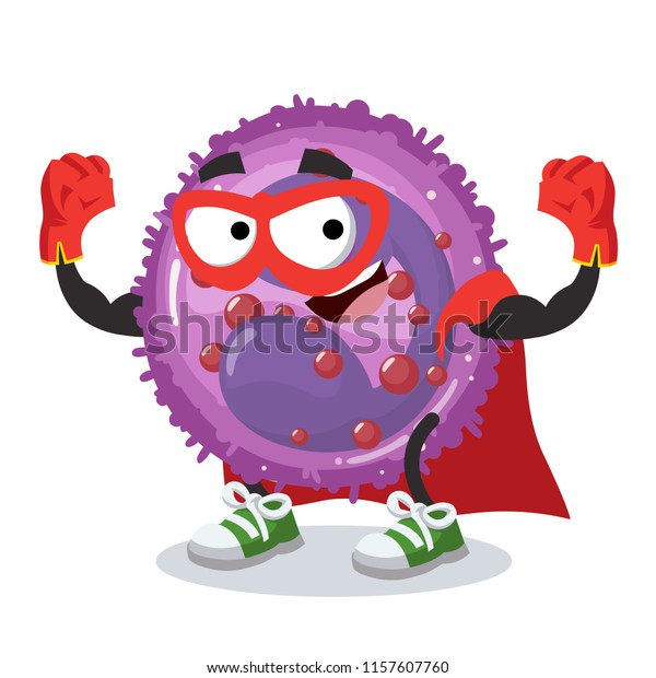 Superhero Cartoon Eosinophil Cell Character Mascot Stock Vector ...