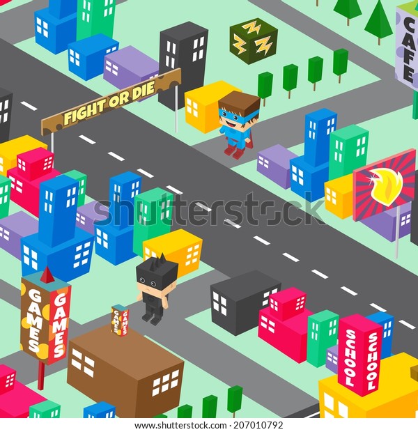 Superhero Cartoon Game Character Theme Stock Vector (Royalty Free ...