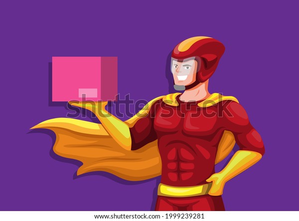 Superhero Courier Delivery Express Mascot Illustration Stock Vector ...
