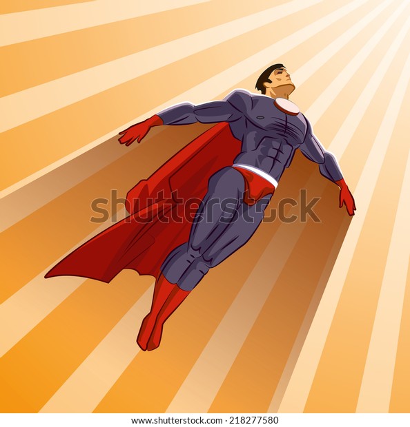 Superhero Flying On Sunlight Stock Vector (Royalty Free) 218277580 ...