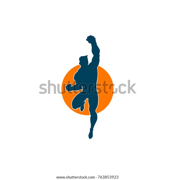 Superhero Flying Pose Logo Template Superhero Stok Vektör (Telifsiz ...