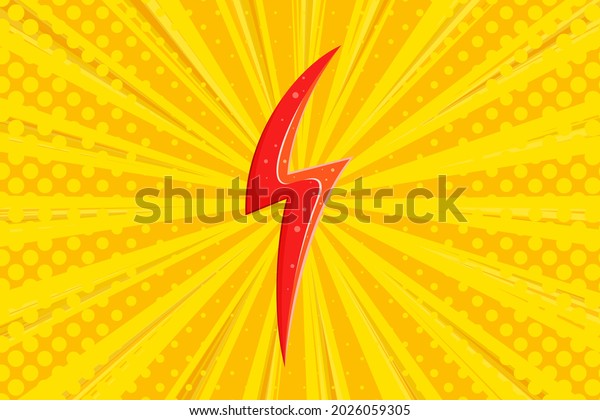 Superhero Halftoned Background Red Lightning Comic Stock Vector ...