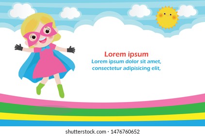 Superhero Kid On Backgroundtemplate Advertising Brochureyour Stock ...