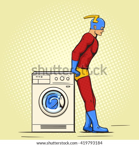 Superhero Laundry Cartoon Pop Art Vector Stock Vector (Royalty Free ...