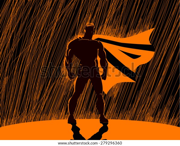 Superhero Rain Superhero Watching Over City Stock Vector (Royalty Free ...